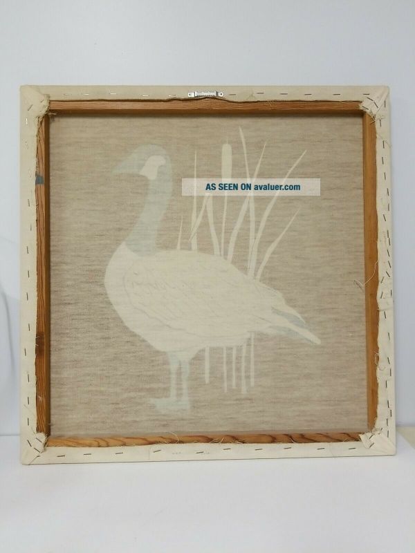 Vintage MARUSHKA Framed Canvas Textile On Wood Goose Screen Print ...