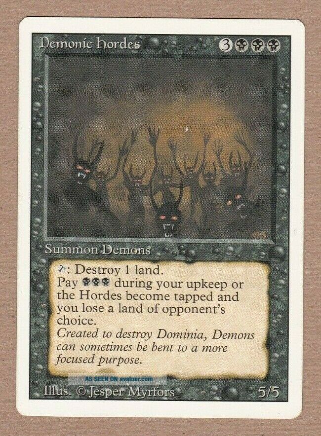 MTG - Demonic Hordes - Revised 3rd Edition - Rare Fine/Very Fine ...