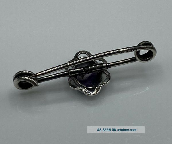 Small Antique Edwardian Hallmarked Sterling Silver Blue John Brooch ...