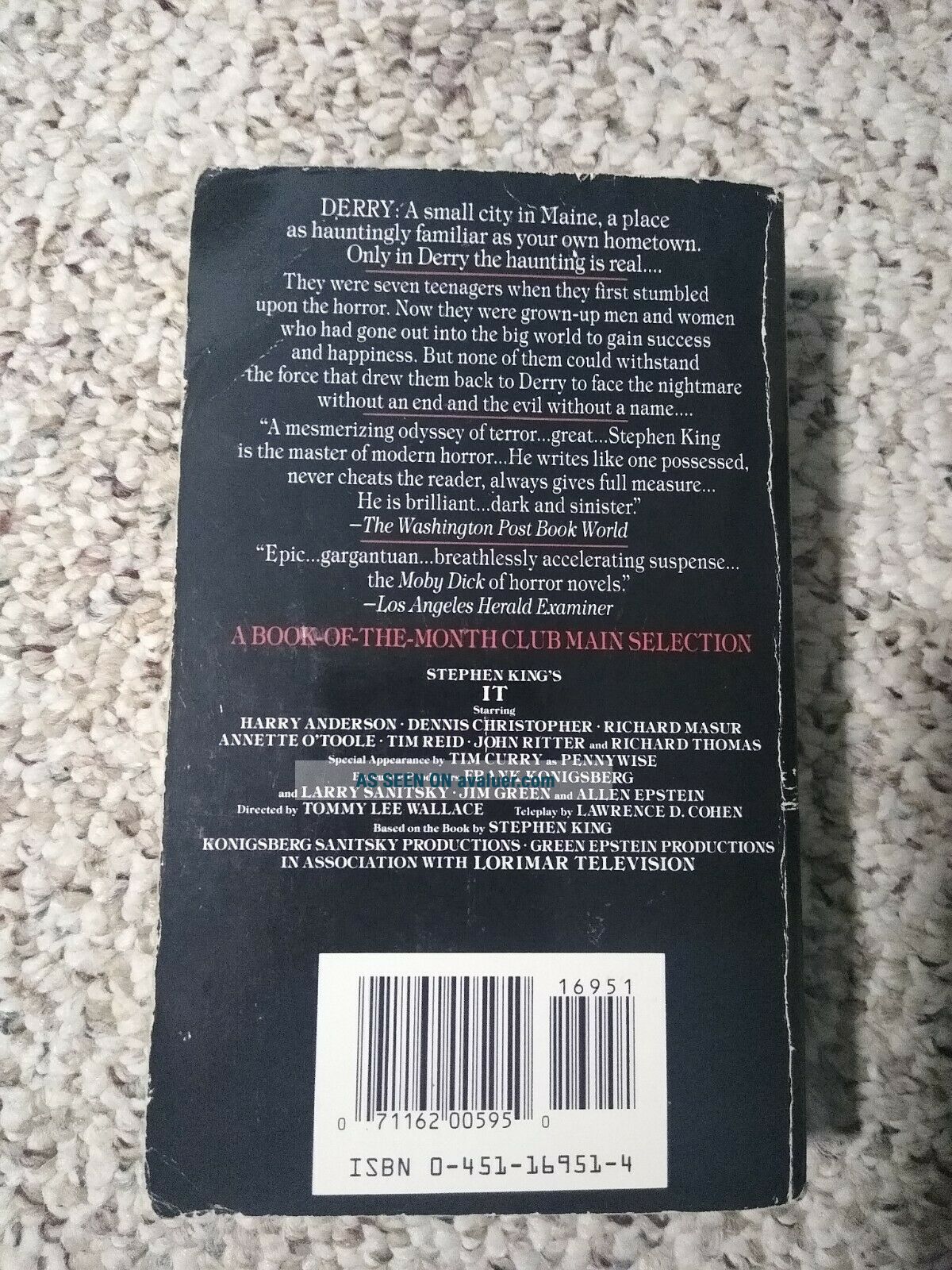 IT By Stephen King Paperback Rare Tim Curry Cover | #42908596