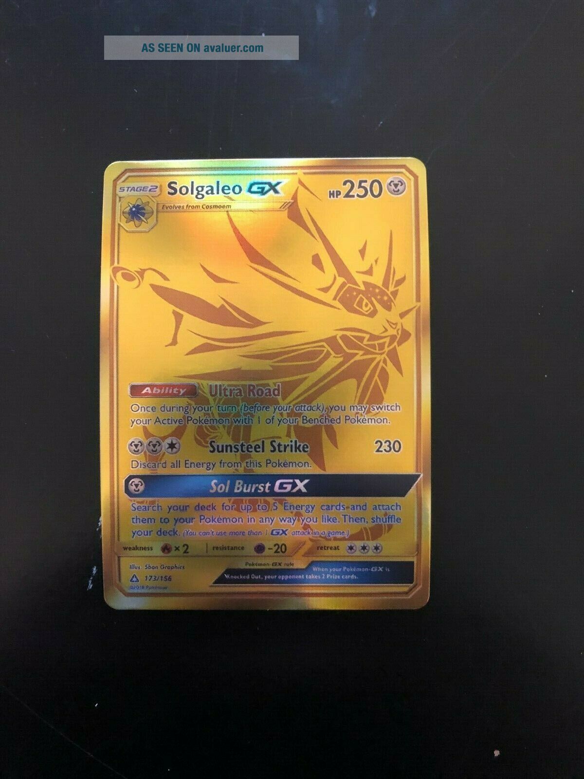 Pokemon Solgaleo GX Ultra Prism 173/156 FULL ART GOLD SECRET RARE PSA ...