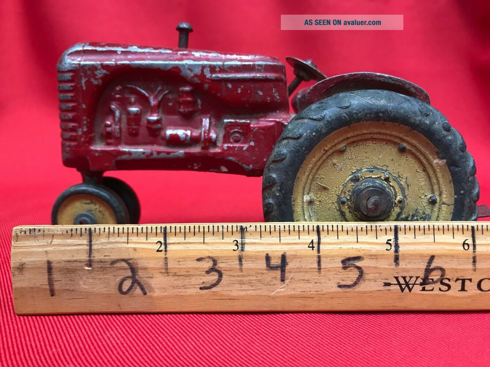 RARE Vintage Early Red Metal Tractor - Red - Vintage Metal Toy | #43020354