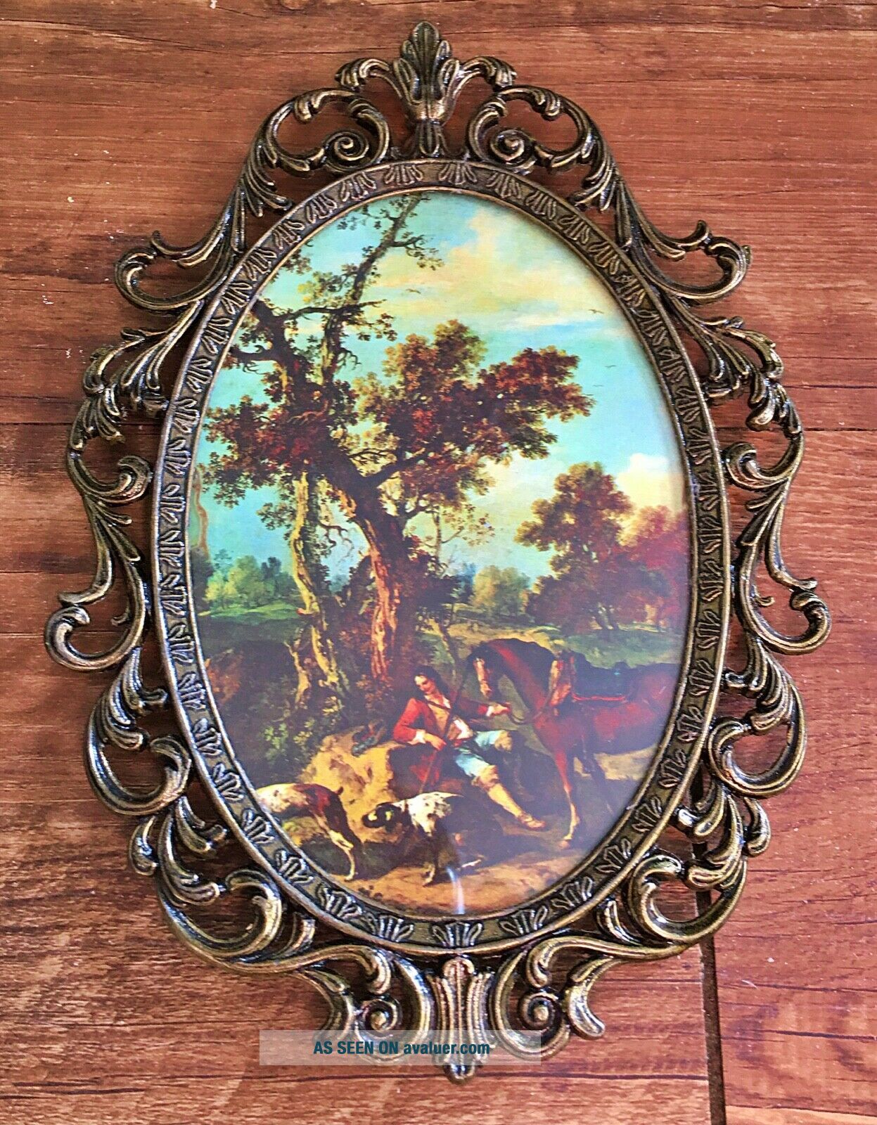 3 Vintage Ornate Brass Frames Art Made In Italy Rare Oval Frame | #43053121