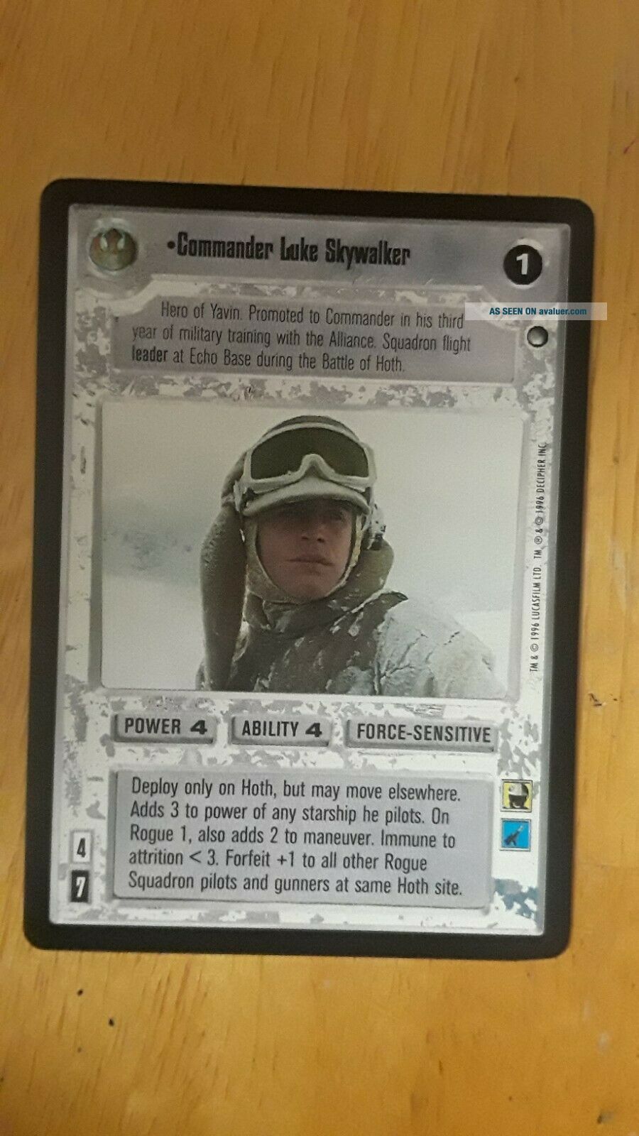 Star Wars CCG Hoth Limited Edition Commander Luke Skywalker Rare SWCCG ...