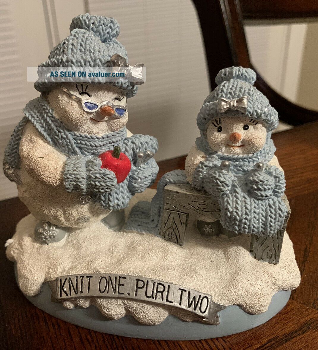 Snow Buddies Snowman Knit One Purl Two Winter Figurine Encore Group ...