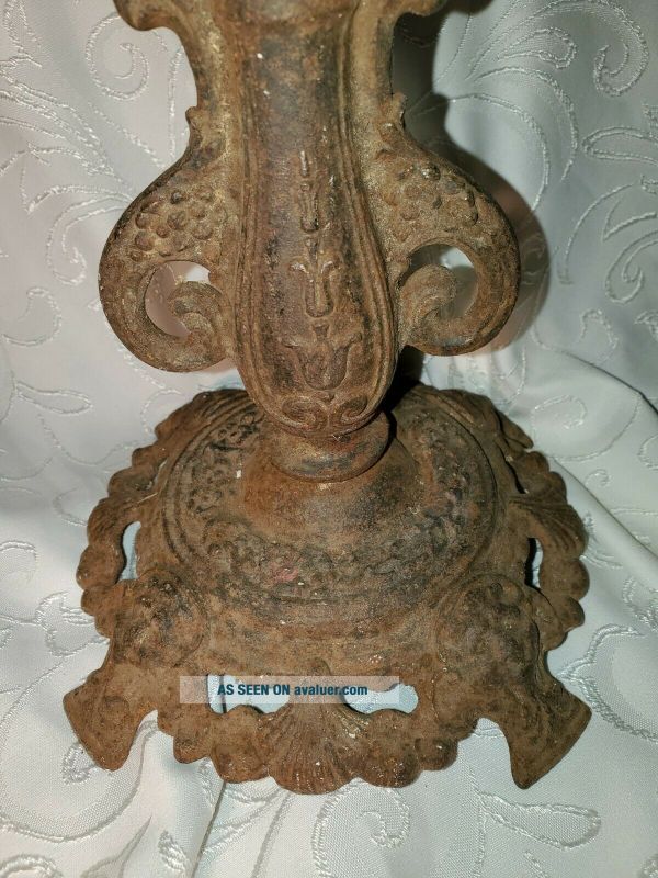 ORNATE Art Deco Nouveau Victorian Table Lamp Base Antique Cast Iron 13 ...
