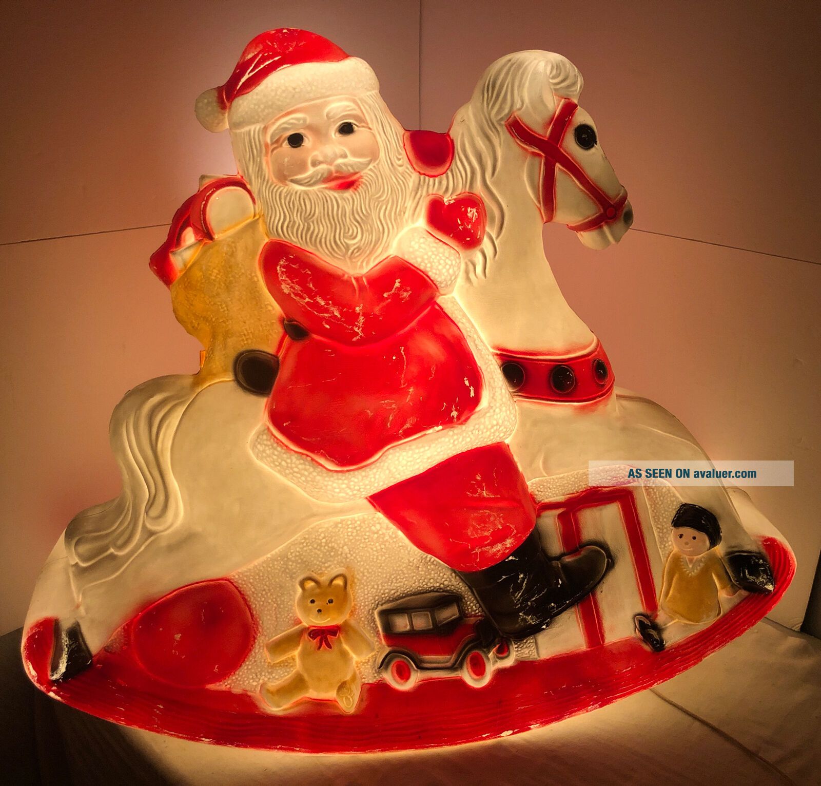 RARE Vintage Union Santa On Rocking Horse Christmas Yard Decor Blow ...