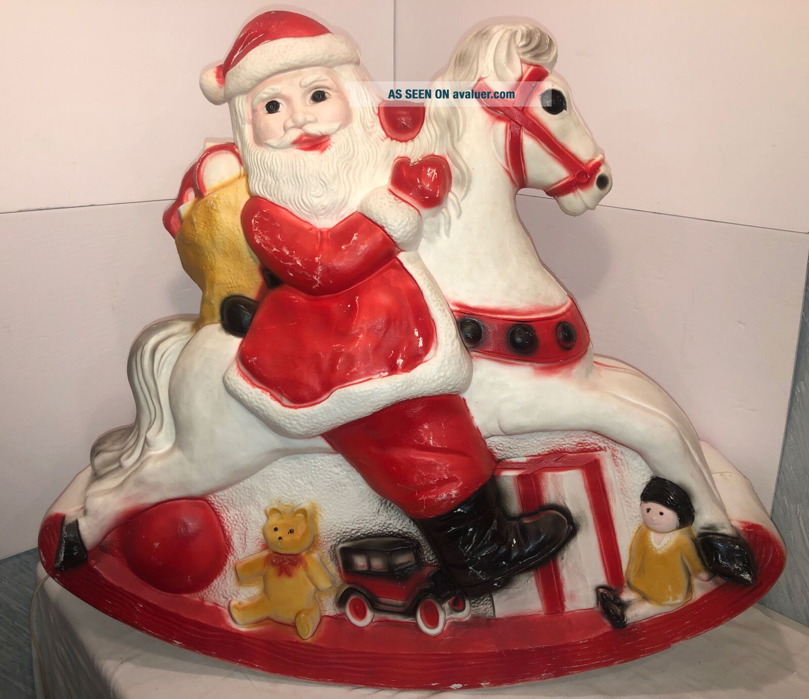 RARE Vintage Union Santa On Rocking Horse Christmas Yard Decor Blow ...