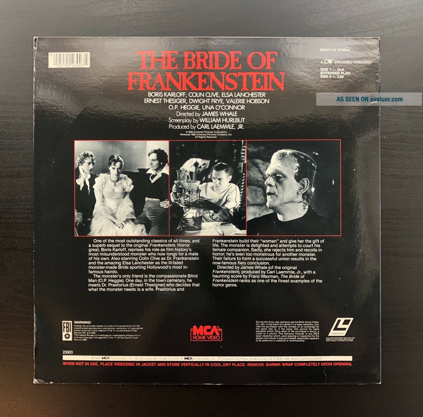 RARE LaserDisc THE BRIDE OF FRANKENSTEIN (1935) (UNCUT) (ENCORE EDITION ...