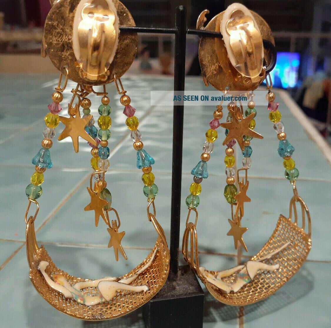 Vintage Lunch At The Ritz Earrings SUN BATHERS RARE RARE RARE | #43150867