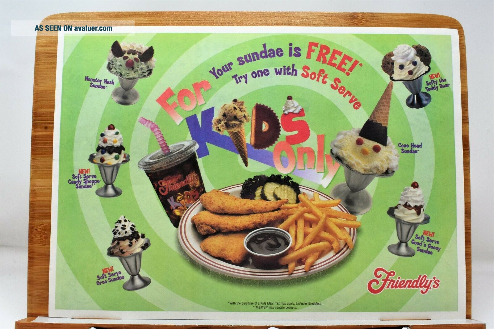 RARE VINTAGE FRIENDLY ICE CREAM FOR KIDS ONLY SUMMER SPORT SUNDAE ...