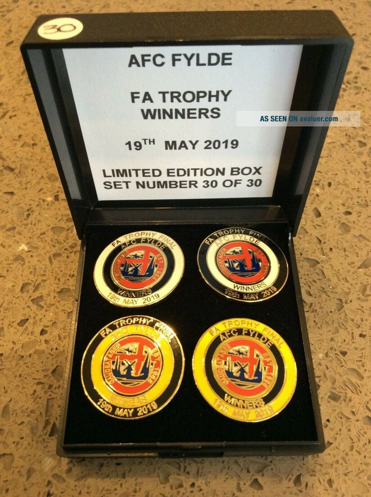 AFC FYLDE Football Club Badge FC LIMITED ED FA TROPHY WINNERS BOX SET ...