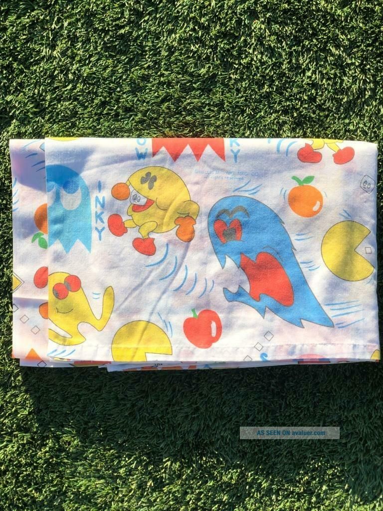 RARE VTG 80s Pacman JC Penney Bally Midway Video Game TWIN Bed Sheet ...