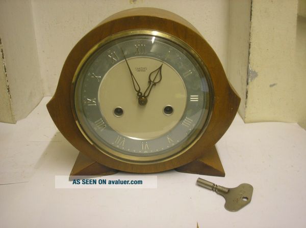 Vintage Smiths Enfield Oak Case Key Wound Mantle Clock. | #43217509
