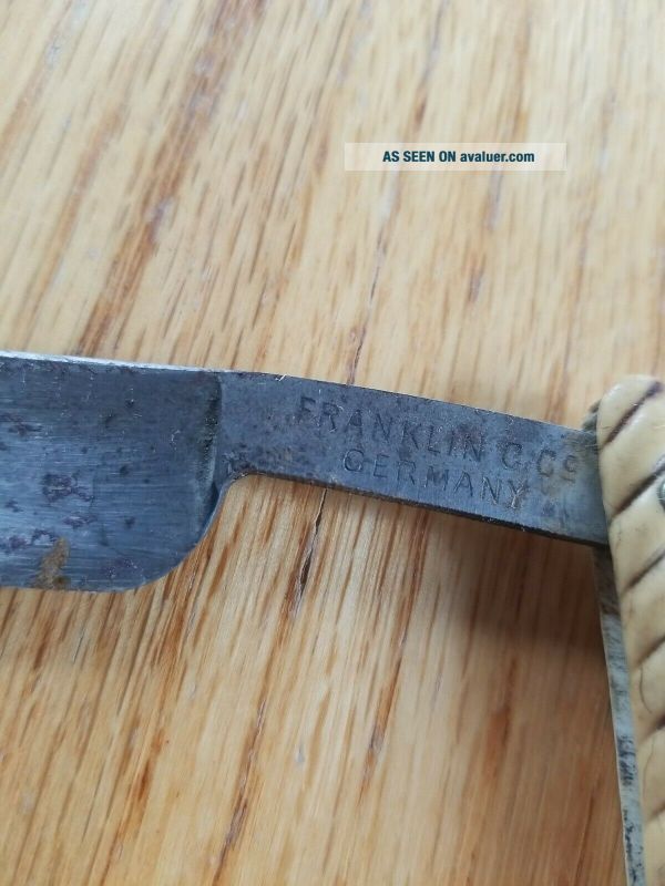 VINTAGE ANTIQUE FRANKLIN C. CO. GERMANY STRAIGHT RAZOR CARVED DESIGN ...