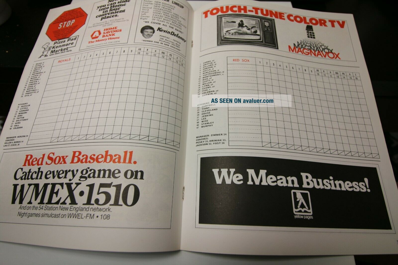 1977 BOSTON RED SOX PROGRAM SCOREBOOK VS KANSAS CITY ROYALS MLB ...