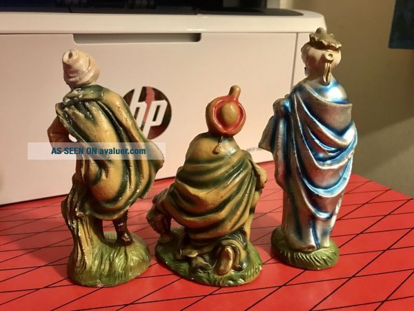 Vintage Italian Painted Plaster Nativity Figures Three Kings Wise Men ...