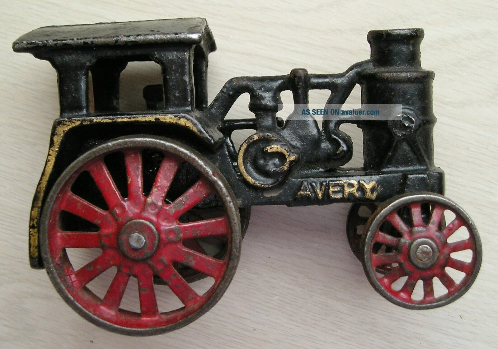 RARE Avery Antique Cast Iron Toy Steam Tractor Paint Black Red Gold ...