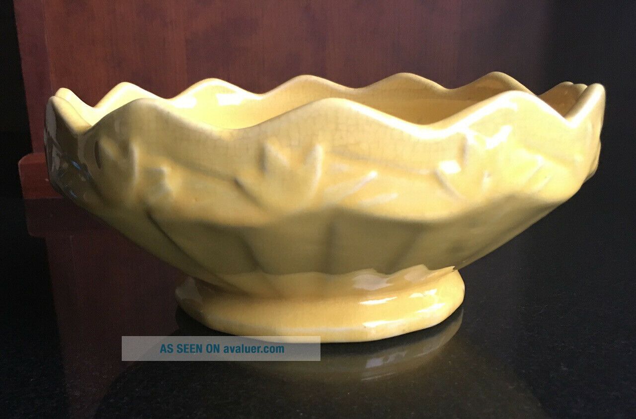 McCoy Pottery RARE Tulip? Pattern Yellow Art Deco Console Bowl Planter ...