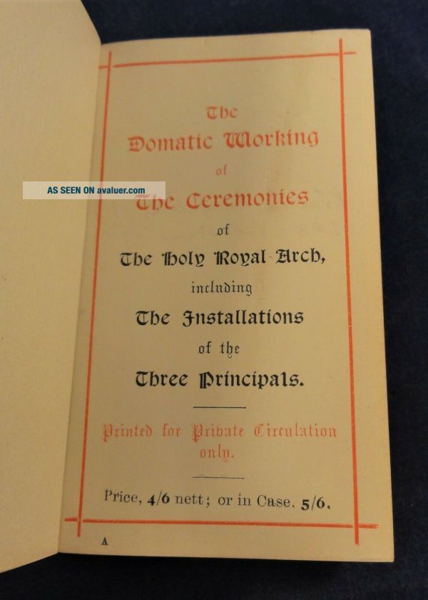 Antique Masonic Book Domatic Of The Ceremonies Of The Holy Royal Arch ...