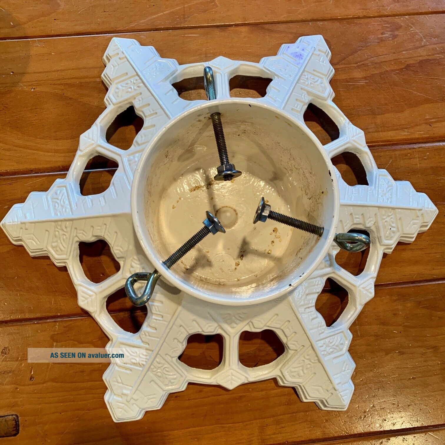 Vintage 1992 John Wright Cast Iron RARE White Snowflake Christmas Tree ...