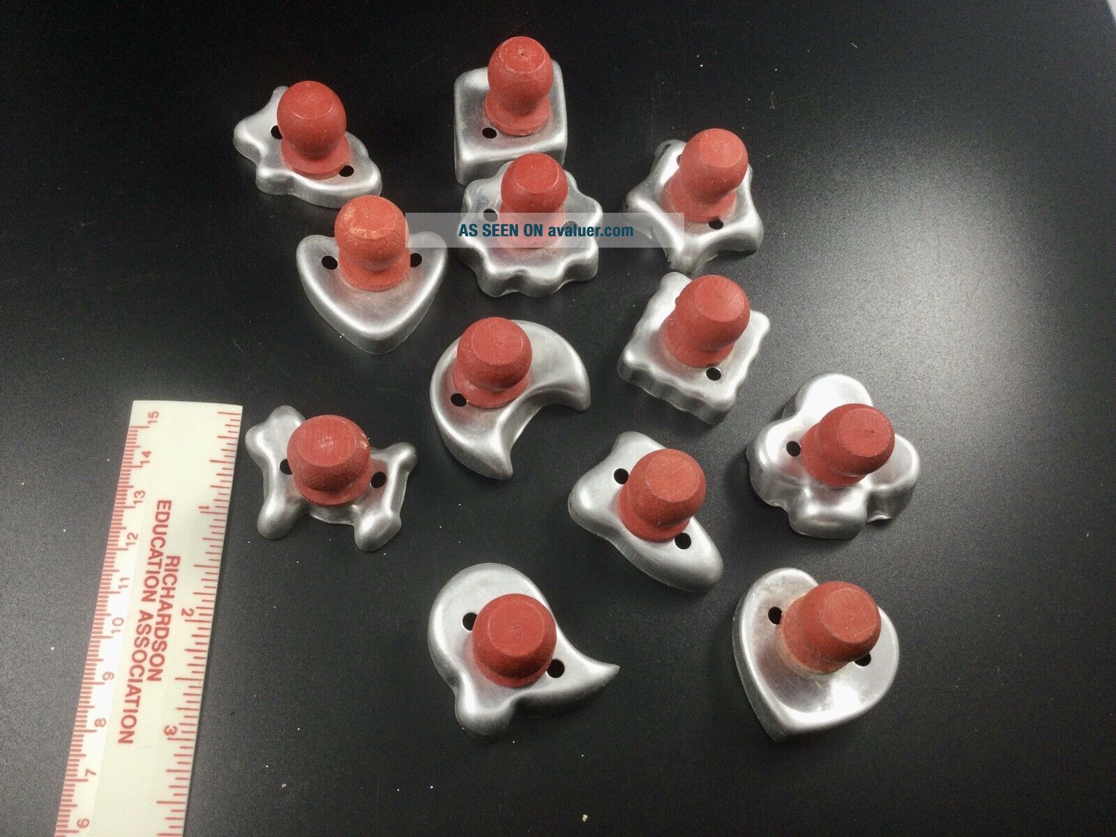 Rare 12 Vintage Red Handle Childs Aluminum Cookie Cutters With Baking ...