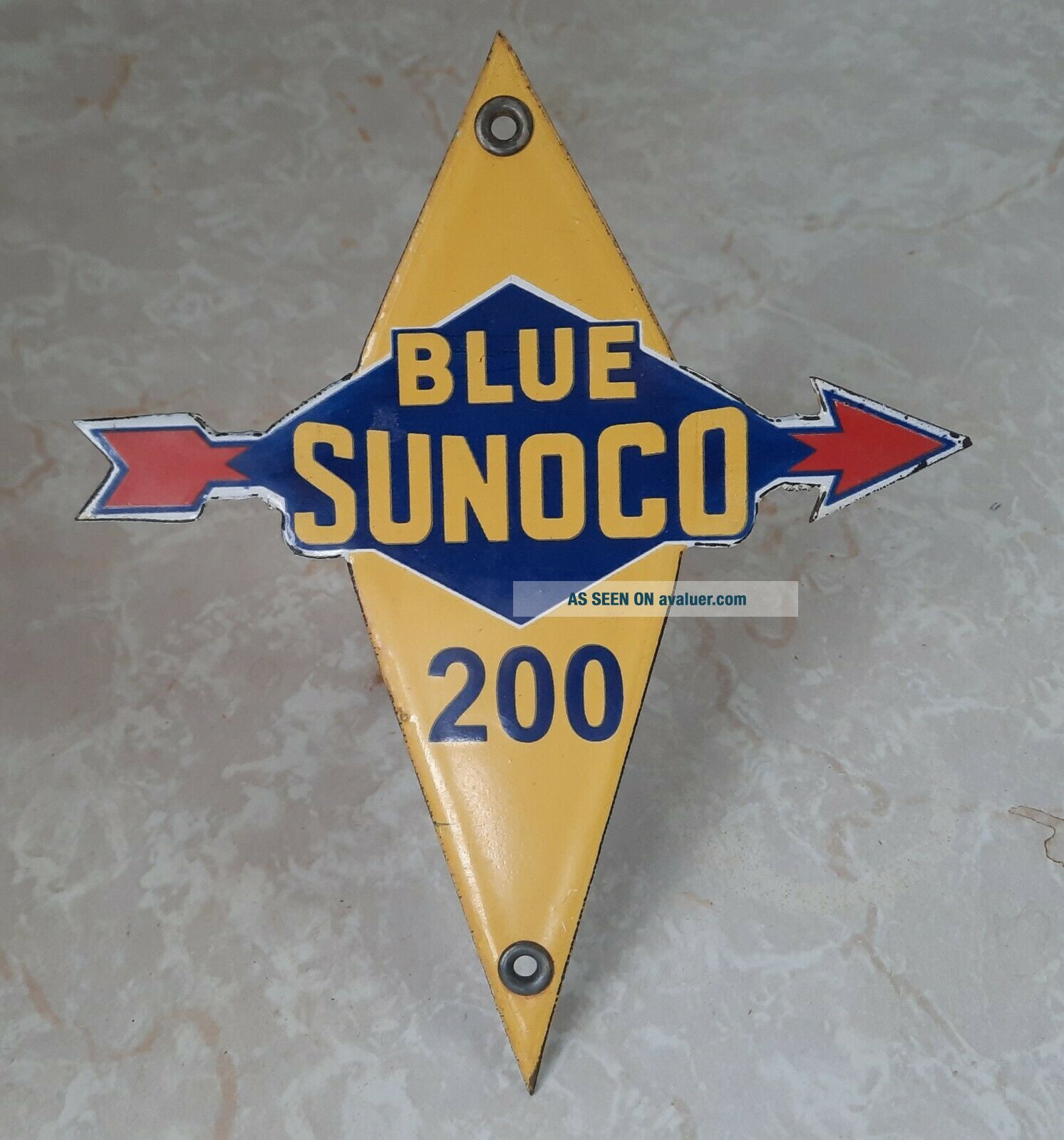 RARE VINTAGE BLUE SUNOCO 200 GASOLINE PORCELAIN SIGN | #43460810