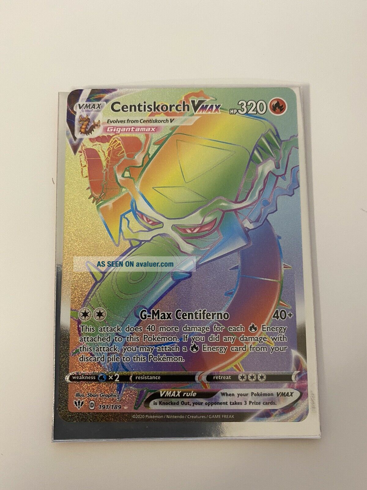 Pokemon TCG Darkness Ablaze Holo Rainbow Rare Card Centiskorch VMAX 191 ...