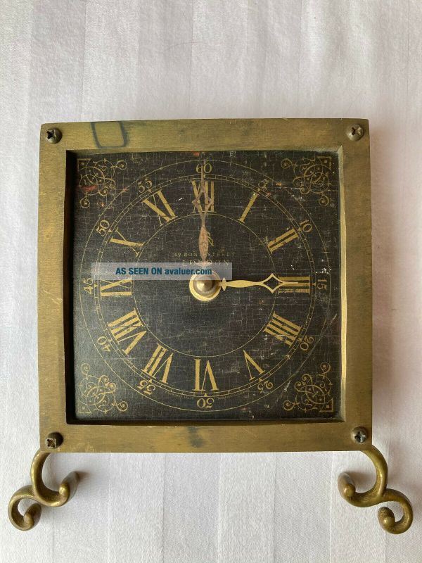 Vintage 49 BOND STREET LONDON Brass And Wood Mantle Clock With Wood ...