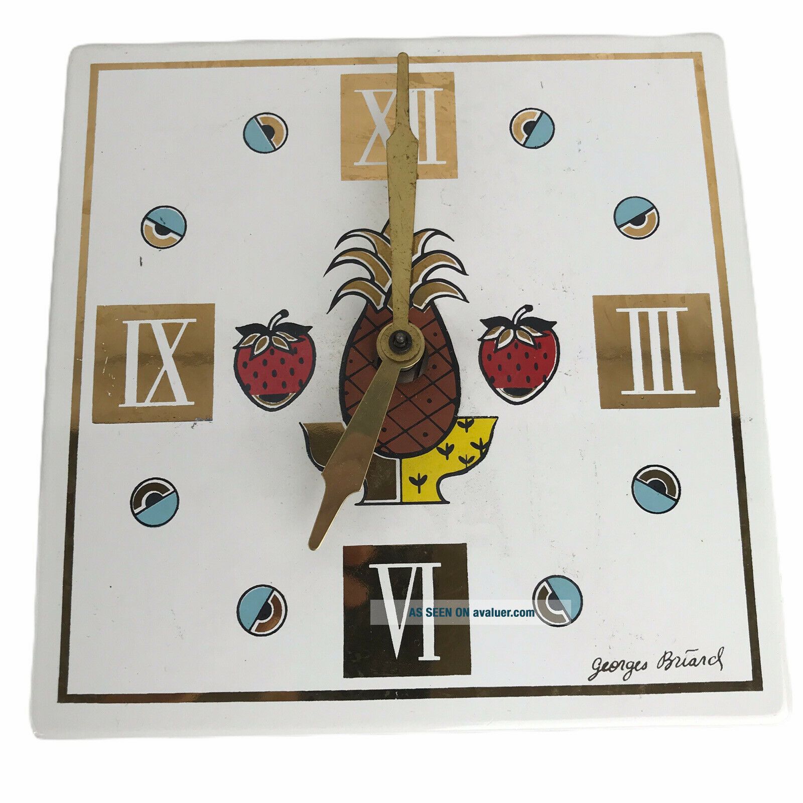 Georges Briard Mid Century Modern Pineapple Clock Electric RARE | #43546027