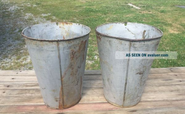 2 LARGE Old TIN SAP BUCKETS Tall GREAT DECOR | #43594351