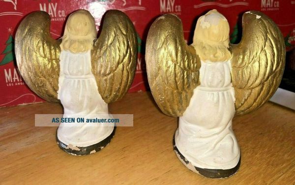 2 Antique Angels Made In Germany Nativity Putz Paper Mache | #43656481