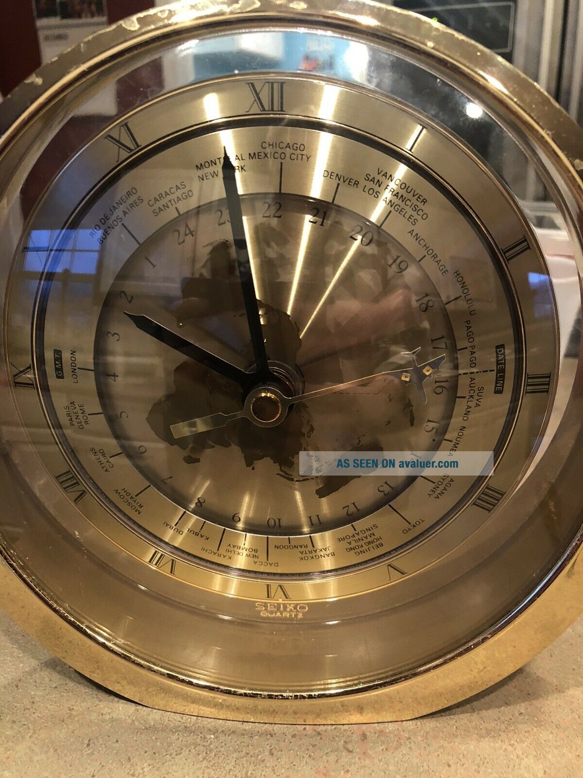 Rare Seiko Quartz World Clock W Flashing Airplane Second Hand | #43637880