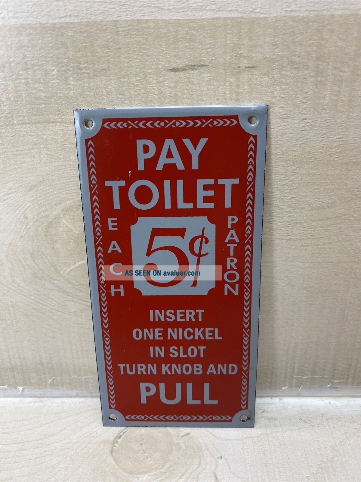 VINTAGE PAY TOILET PORCELAIN METAL SIGN GAS MOTOR SERVICE STATION PUMP ...