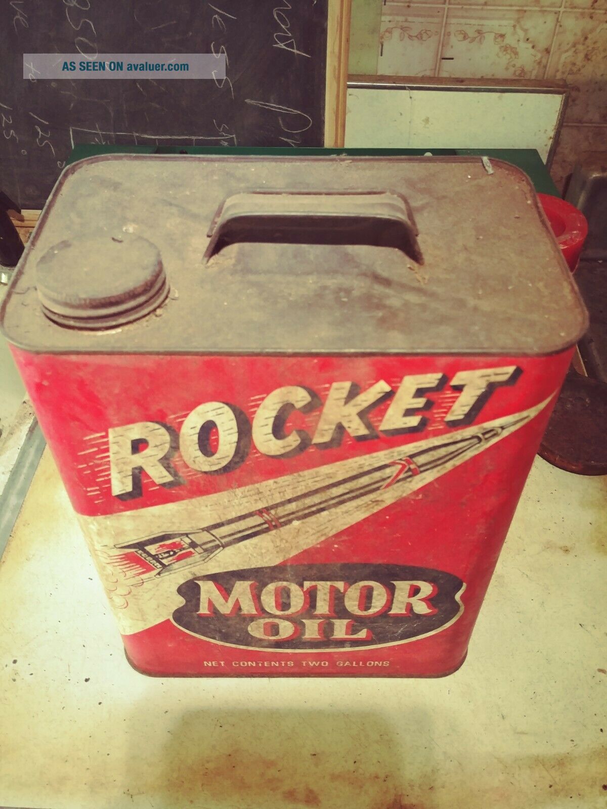 Vintage Rocket Motor Oil 2 Gallon Oil Can Rare | #43673656