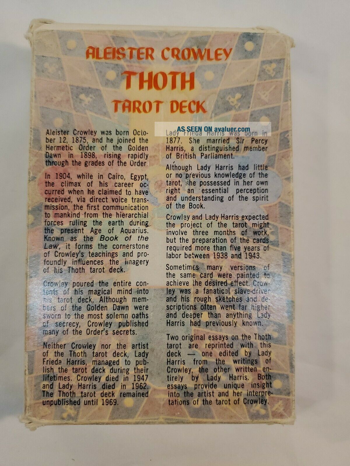 Rare Vintage Aleister Crowley Thoth Tarot Cards Set Deck Booklet 1978 ...