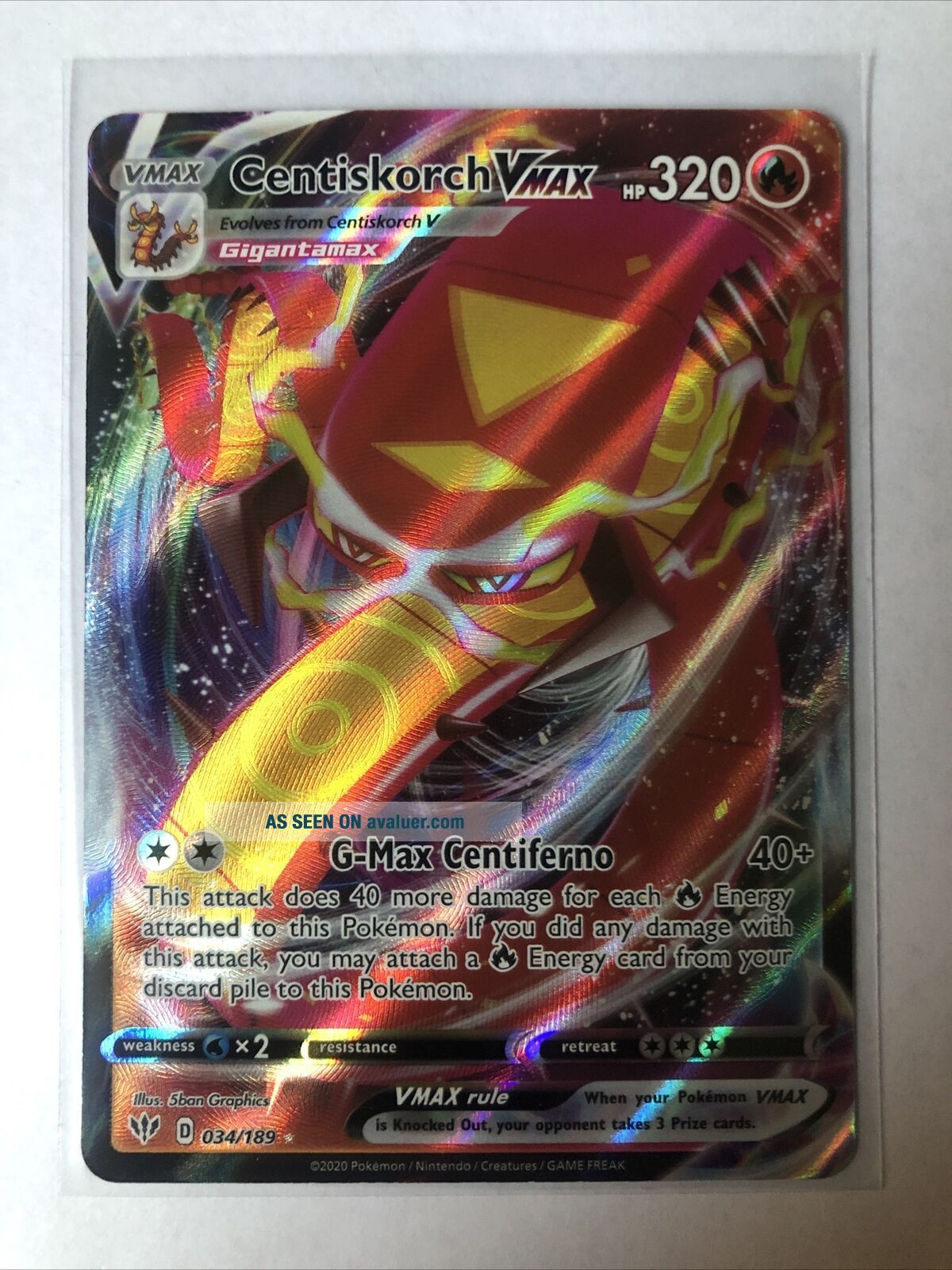 Centiskorch VMAX Ultra Rare NM Darkness Ablaze 034/189 Pokemon TCG ...