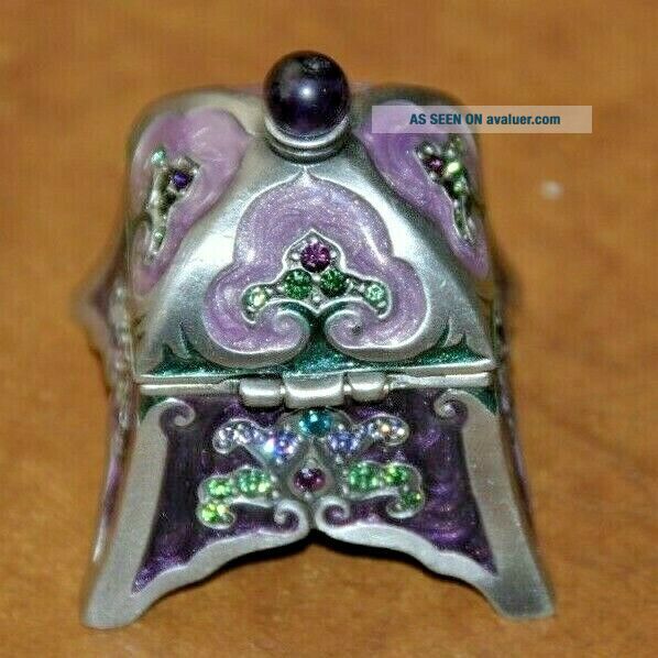RARE JAY STRONGWATER ARABESQUE SCROLL PURPLE CRYSTAL ENAMEL COVERED ...