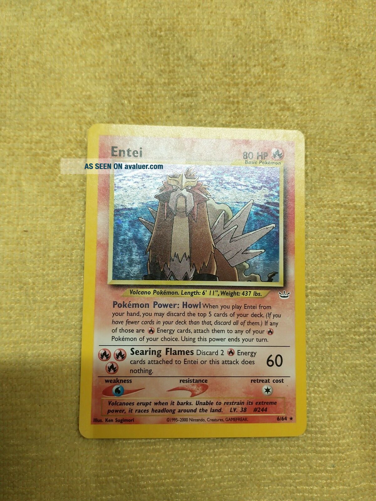 Entei Neo Revelation Holo Pokemon Card 6/64 Rare Never Played | #43846887