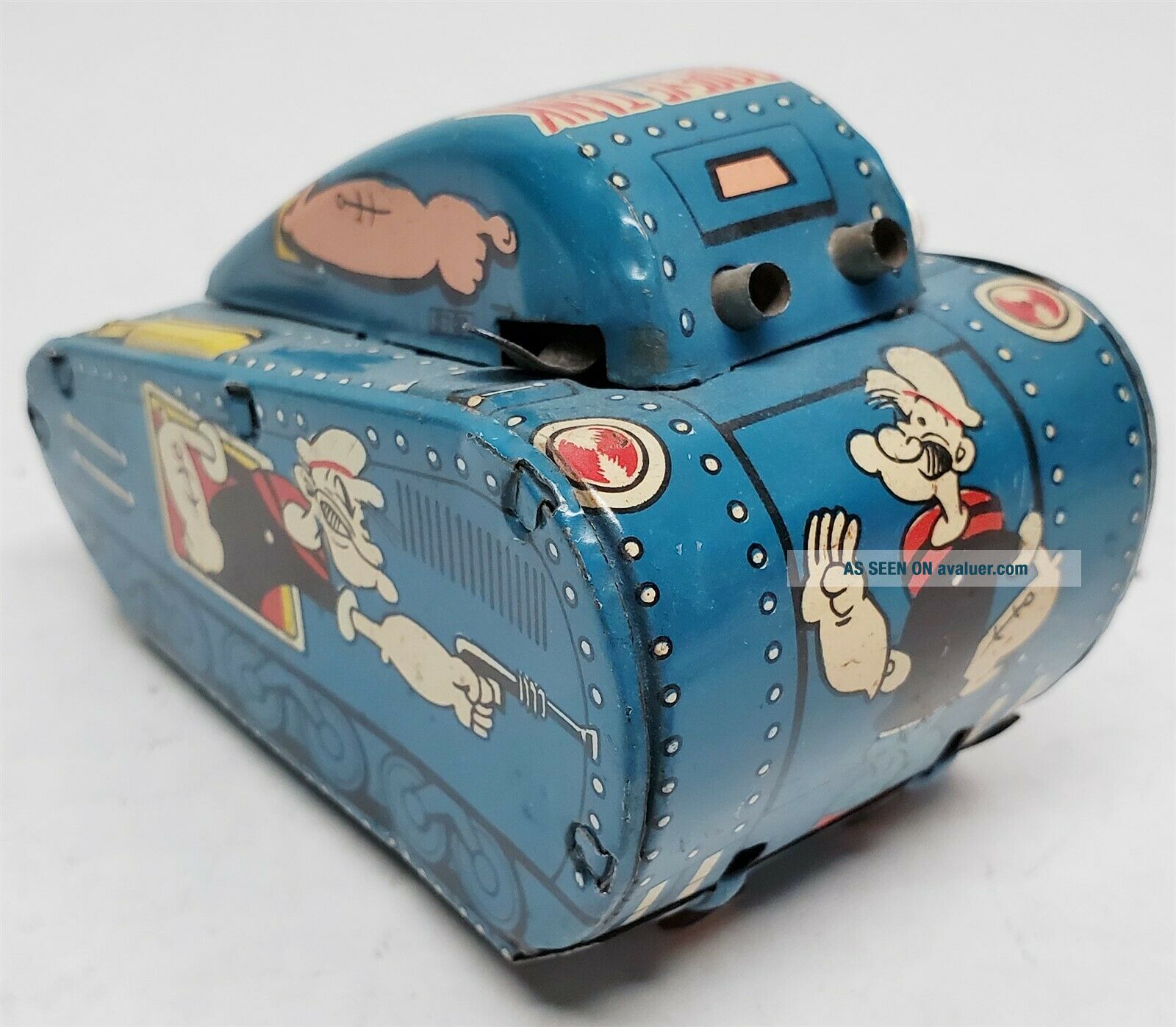 S58 RARE VINTAGE MARX TIN LITHO WIND UP POPEYE TANK | #43860075