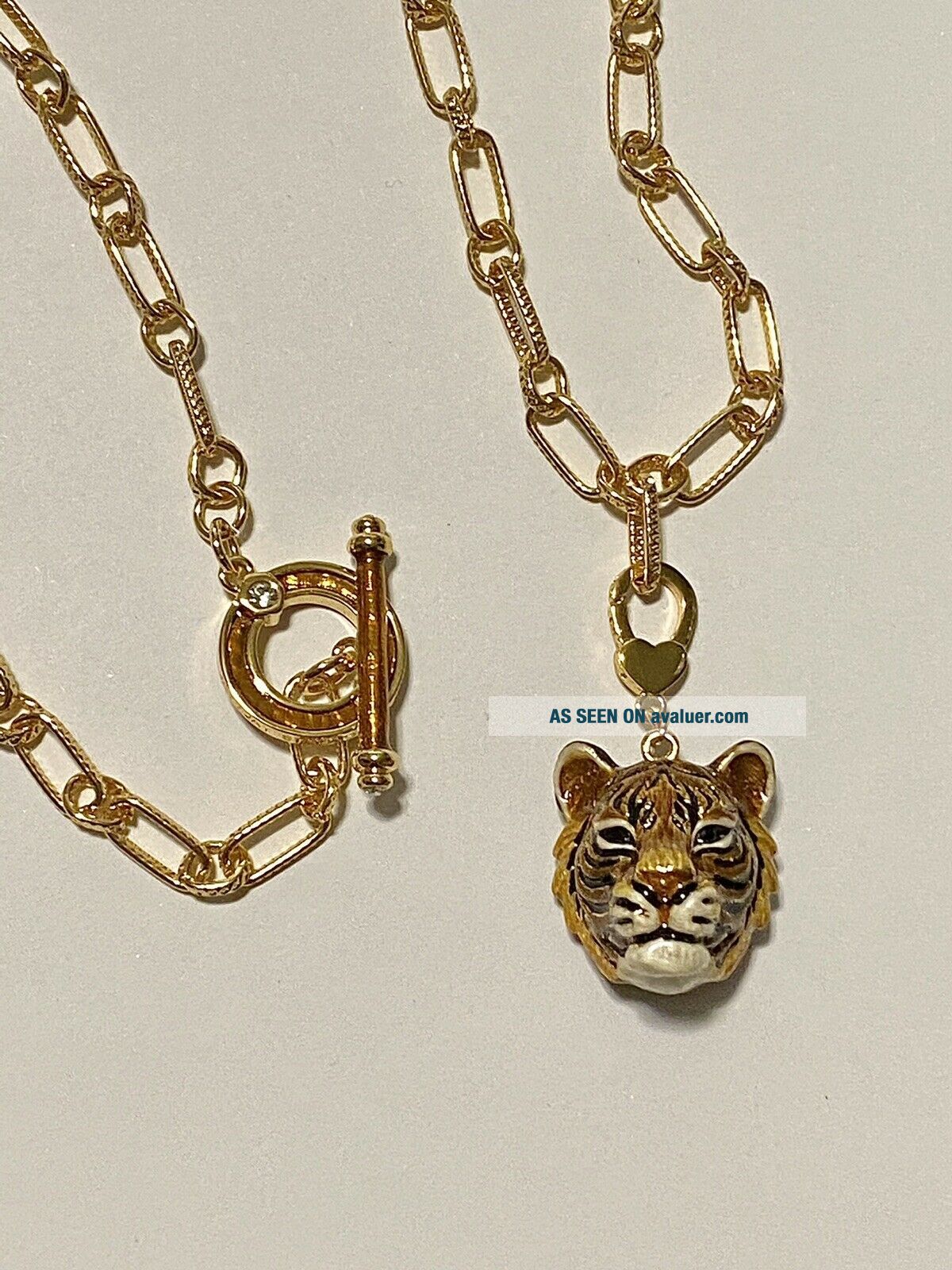 Vintage JAY STRONGWATER RARE IAN AMBER TIGER HEAD Charm And Necklace ...