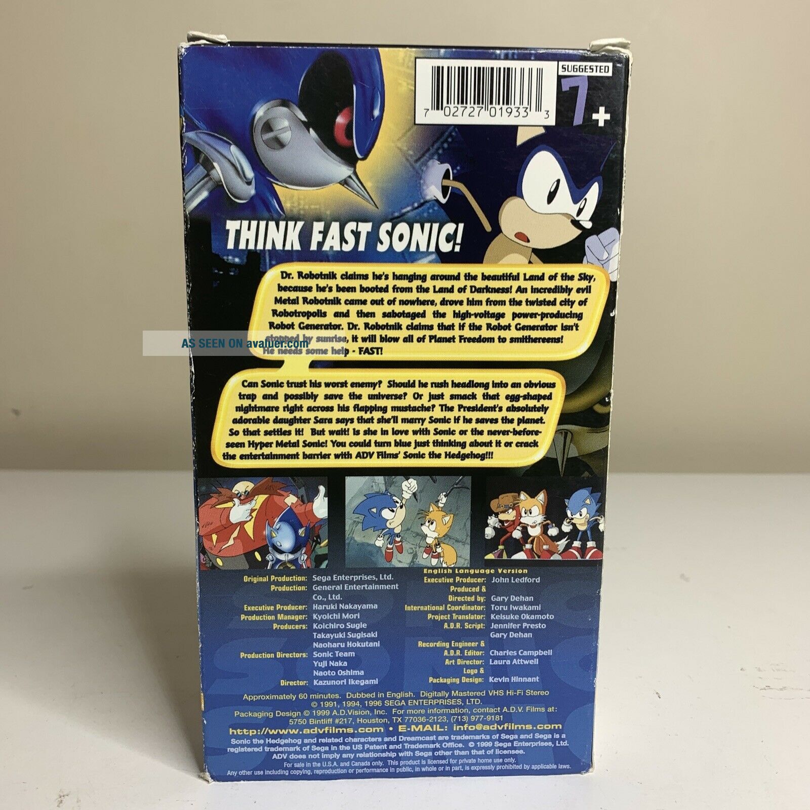 Sonic The Hedgehog: The Movie VHS Rare White VHS Tape Sega Genesis ...