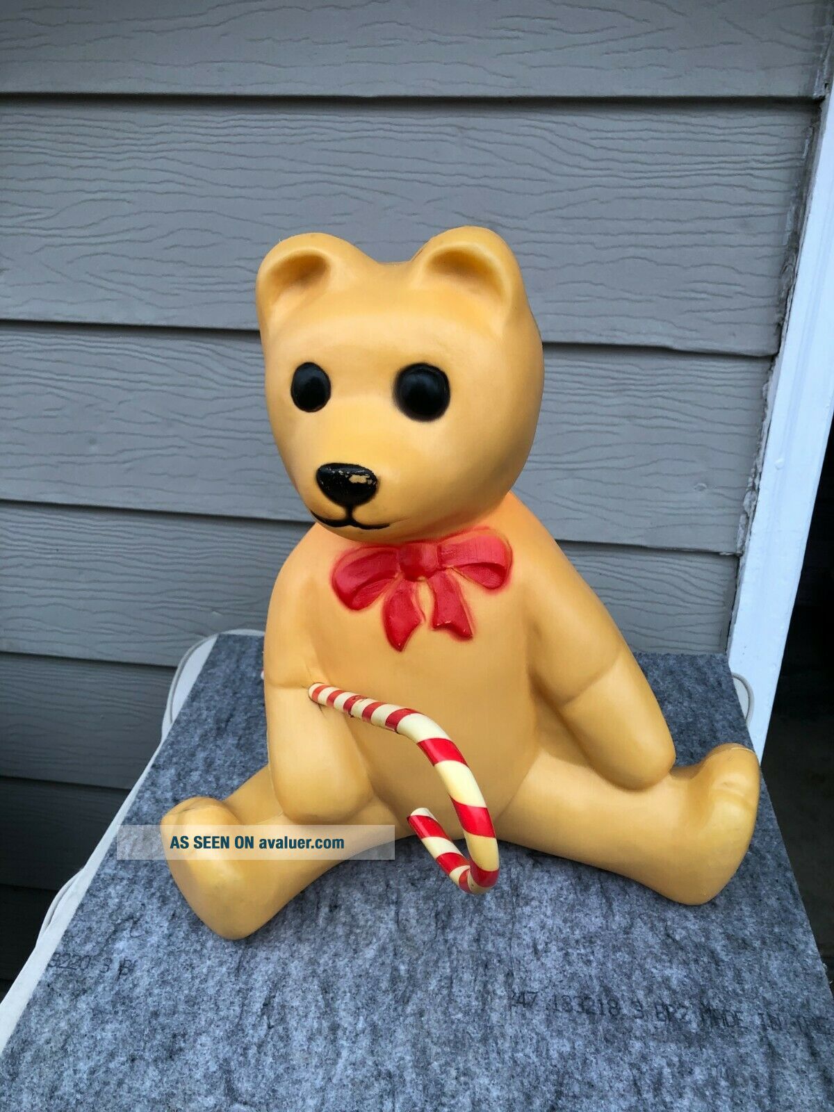 VINTAGE CHRISTMAS UNION TEDDY BEAR WITH CANDY CANE BLOW MOLD LIGHTED ...