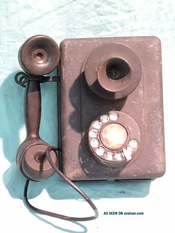Antique AUTOMATIC ELECTRIC Dial Metal WALL MOUNT TELEPHONE 1940s ...
