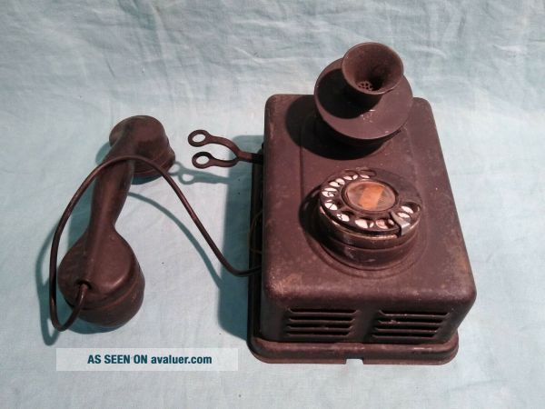 Antique AUTOMATIC ELECTRIC Dial Metal WALL MOUNT TELEPHONE 1940s ...