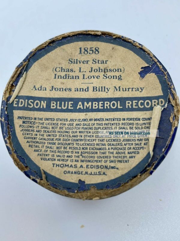 Edison Blue Amberol Cylinder 1858 “Silver Star” By Ada Jones And Billy ...
