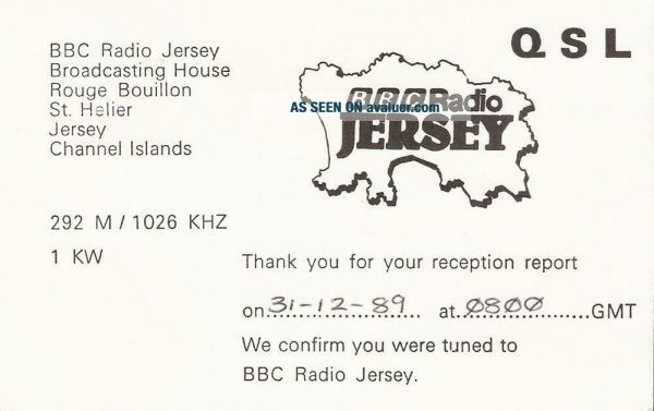 1989 QSL: BBC Radio Jersey, St Helier, United Kingdom | #44107744