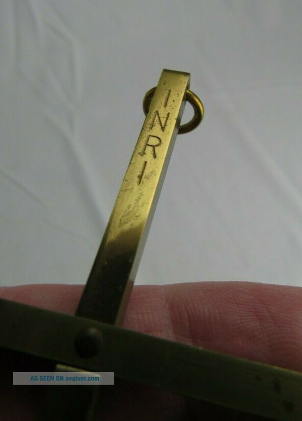 VINTAGE Crucifix INRI BRASS Gold METAL Jesus On The Cross Wall Hanging ...
