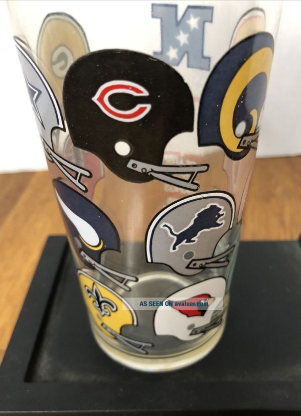 Vtg 1970s National Conference NFL Drink Glass Helmets Redskins Vikings ...