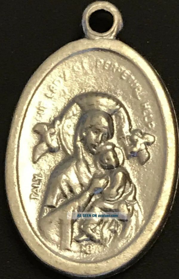 Vintage Catholic Our Lady Of Perpetual Help Silver Tone Charm Pendant ...